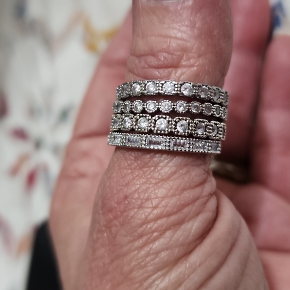 Jewelry | Set Of 4 Stackable Sterling Silver Rings Size 7 | Poshmark